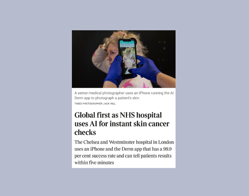 'Global first as NHS hospital uses AI for instant skin cancer checks ...
